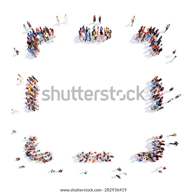 Large Group People Shape Frame Isolated Stock Illustration 282936419