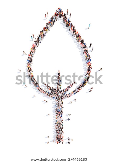 Large Group People Shape Tree Plant Stock Illustration 274466183 ...