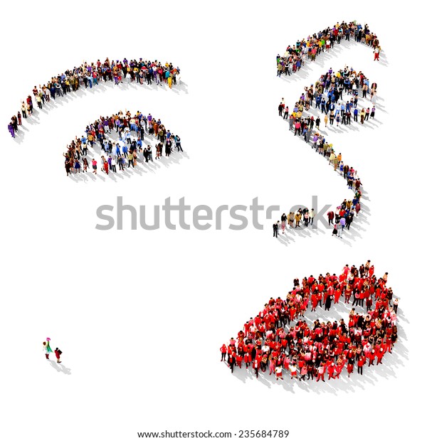 Large Group People Shaping Features Womans Stock Illustration 235684789 ...
