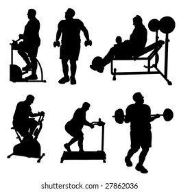 Large Man Exercise Bitmap Silhouettes Stock Illustration 27862036 ...