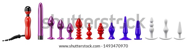 Large Set Vibrators Sex Toys Adults Stock Illustration 1493470970
