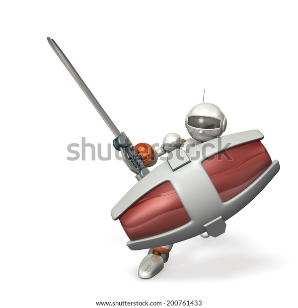 Large Shield Large Sword Robot Soldier Stock Illustration 200761433 ...