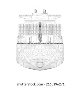 Large Ship Wireframe Containers Black Lines Stock Illustration ...