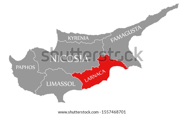 Larnaca Red Highlighted Map Cyprus Stock Illustration 1557468701 ...