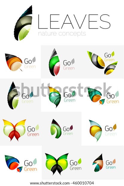 Leaf Logo Set Collection Abstract Geometric Stock Illustration ...