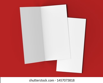 Leaflet Folded Dl Format Mock 3d: стоковая иллюстрация, 1457073818 ...