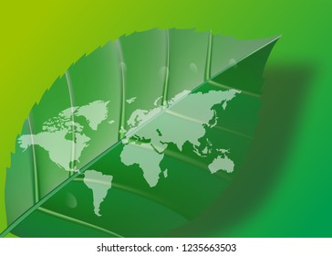 Leafshaped World Map Stock Illustration 1235663503 | Shutterstock