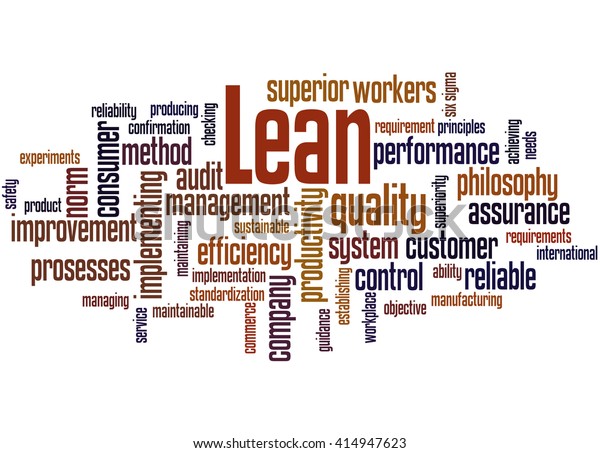Lean - management approach, word cloud concept on white background.