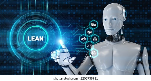 Lean Manufacturing Development Concept Robot Pressing Stock ...