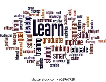 Learn Word Cloud Concept On White Stock Illustration 602967728 ...