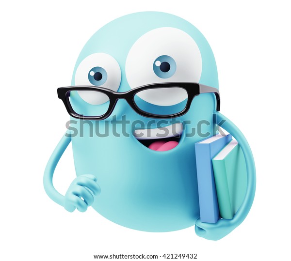 Apprendre le dessin animé Emoji. Rendu : illustration de stock 421249432