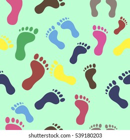 Cute Colorful Baby Footprints Seamless Pattern Stock Vector (Royalty ...
