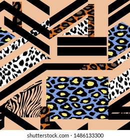 Leopard Abstract Pattern Lines Geometric Style Stok İllüstrasyon ...