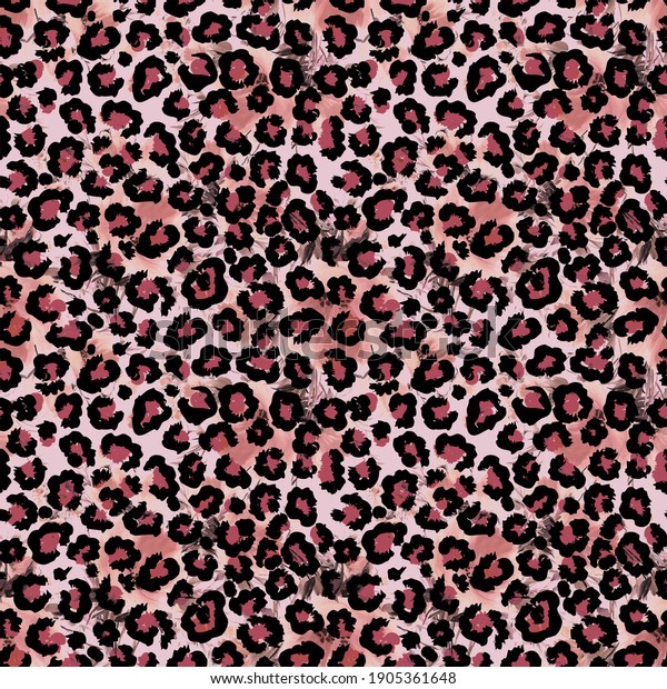 Leopard Flower Pattern Repeating Seamless Monochrome Stock Illustration ...