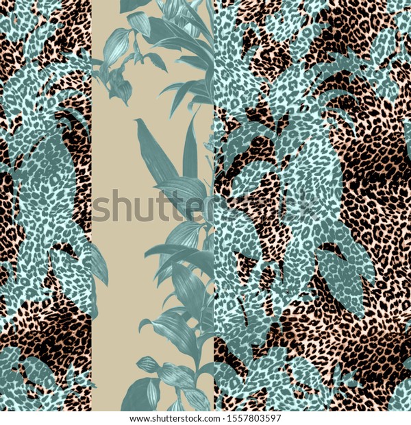 Leopard Pattern Leopard Print Flowers Geometric Stock Illustration ...