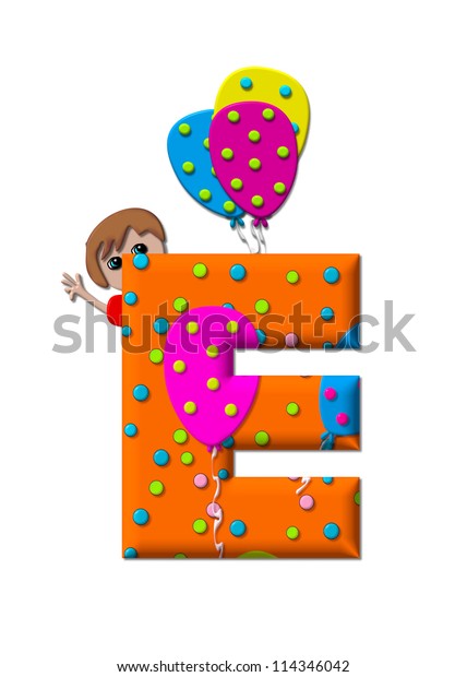Letter E Alphabet Set Preparing Party Stok İllüstrasyon 114346042