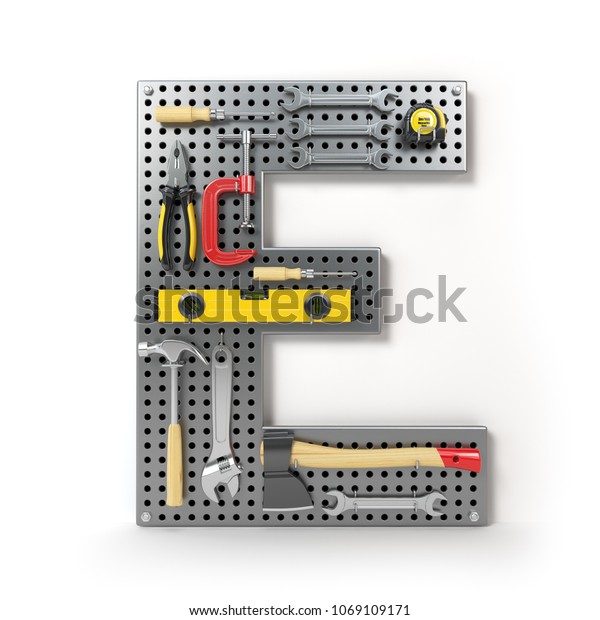 Letter E Alphabet Tools On Metal Stock Illustration 1069109171 ...