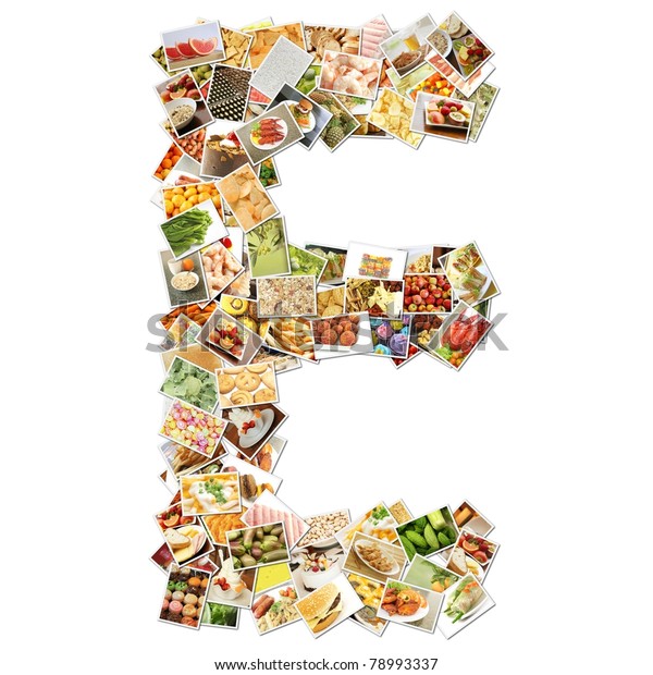 Letter E Food Collage Concept Art Stock Illustration 78993337 ...