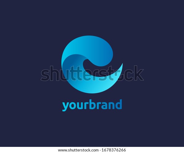 Letter E Waves Logo Ocean Blue Stock Illustration 1678376266 | Shutterstock