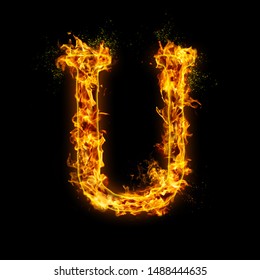 Fire Letter U Burning Flame Stock Illustration 708384259
