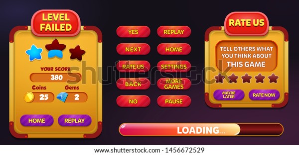 Level Failed 및 Rate US 메뉴 스톡 일러스트 1456672529 | Shutterstock