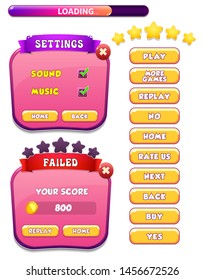 Level Failed Settings Menu Pop Screen Stock Illustration 1456672526 ...