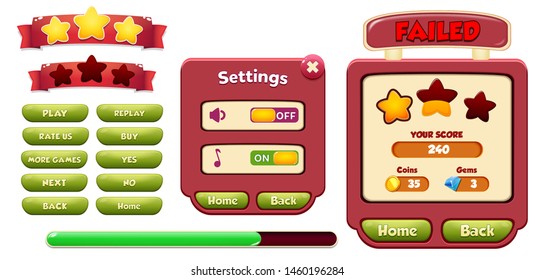 Levels Selection Level Failed Menu Pop 库存插图 1620145993 | Shutterstock