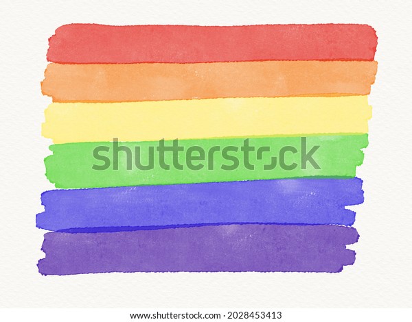 Lgbt Pride Watercolour Rainbow Flag June Stock Illustration 2028453413