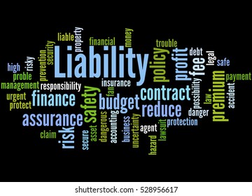 Liability Word Cloud Concept On Black Stock Illustration 528956617 ...