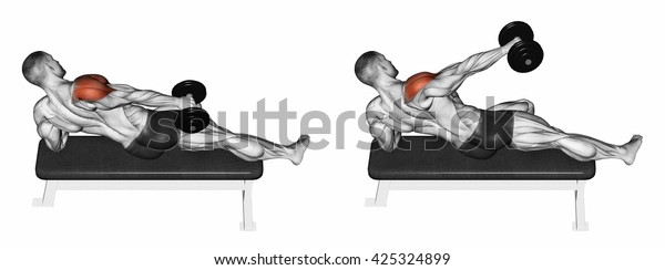 Lifting Dumbbell One Hand Side Lying: ilustrações stock 425324899 ...