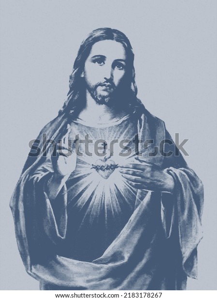 Light Blue Jesus Background Suitable Illustration Stock Illustration ...