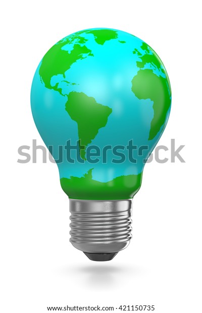 Light Bulb Covered World Map 3d Stock Illustration 421150735