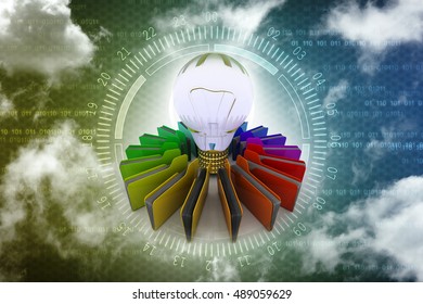 Light Bulb Idea Folder Icon 3d Stock Illustration 489059629