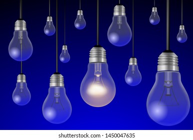 Idea Concept Light Bulbs On Blue Stock Illustration 108783638