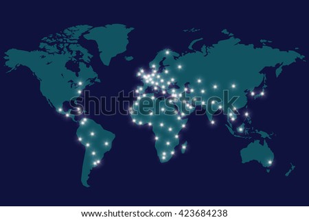 Light Pollution World Map Countries On Stock Illustration 423684238 ...
