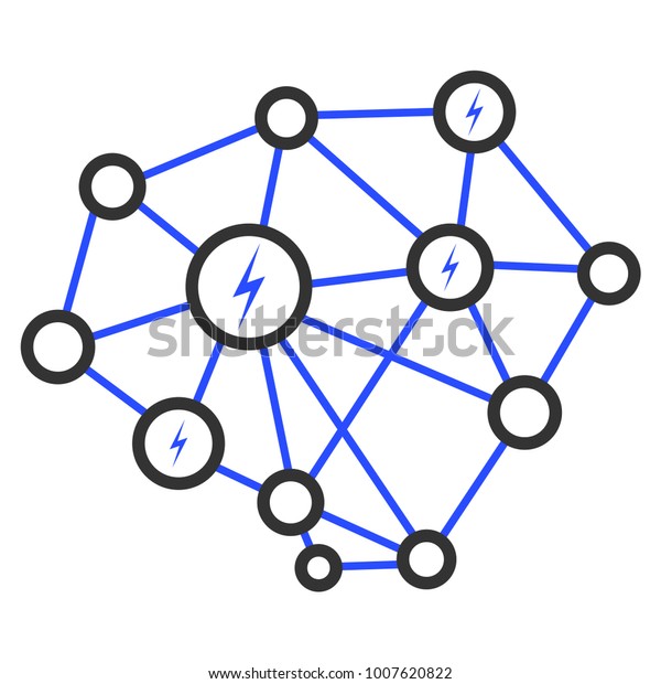 Lightning Network Flat Raster Illustration Isolated Stock Illustration ...