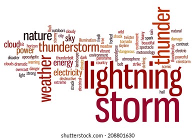Lightning Storm Concept Word Cloud Background: ภาพประกอบสต็อก 208801630 ...