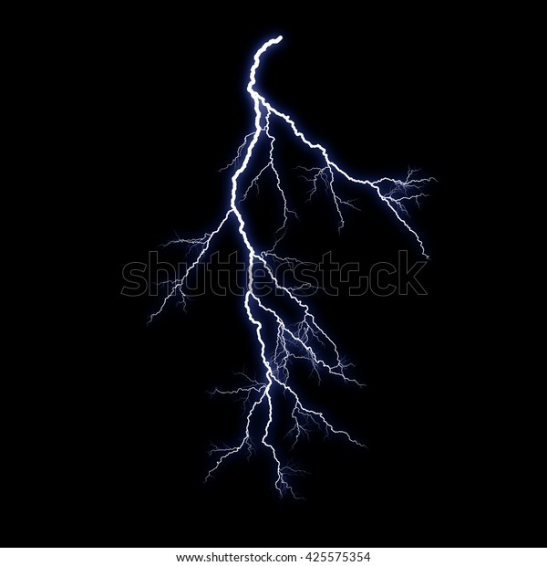 Lightning Strike On Black Background Stock Illustration 425575354 ...