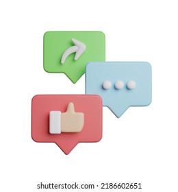 Like Share Comment 3d Rendering Illustration Stock Illustration ...