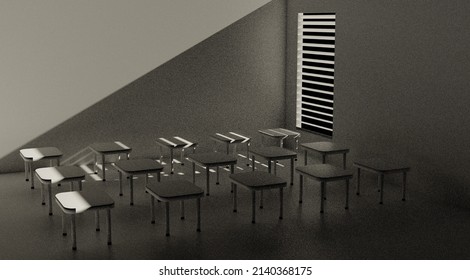 Liminal Space Classroom 3d Render Illustration Stock Illustration ...
