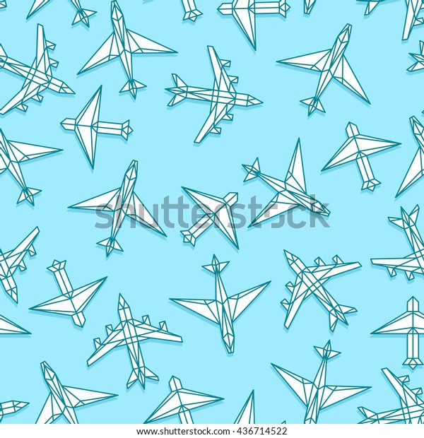 Line Art Triangular Airplane Paper Plane Stock Illustration 436714522