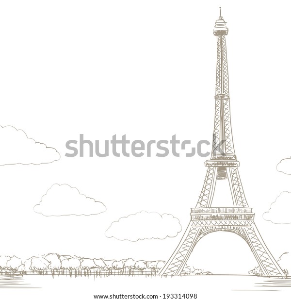 Line Drawing Background Illustration Eiffel Tower Stock Illustration ...