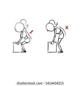 Line Drawing Normal Abnormal Posture While: ilustración de stock ...
