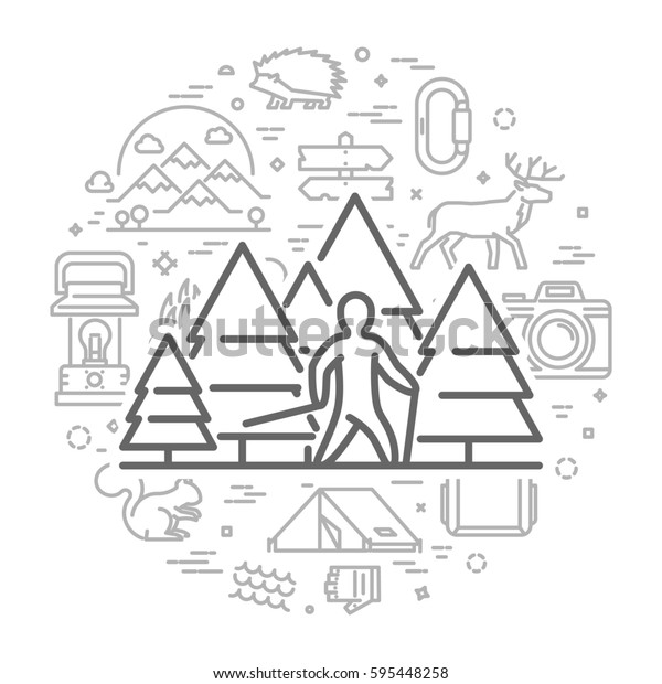 Line Round Concept Hiking Linear Design Stock Illustration 595448258