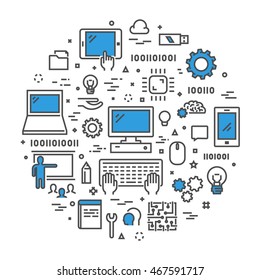 Line Web Concept Computer Science Banner Stock Illustration 467591717 ...