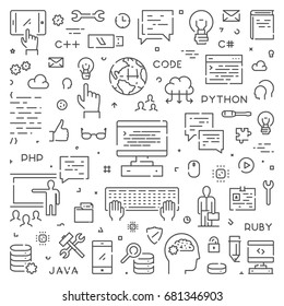 Line Web Concept Computer Science Modern Stock Vector (Royalty Free ...