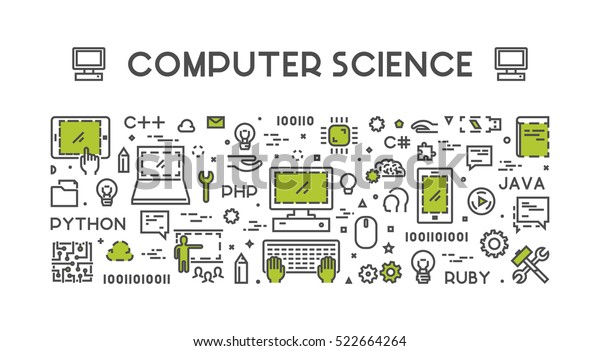 Line Web Concept Computer Science Banner 스톡 일러스트 522664264 | Shutterstock
