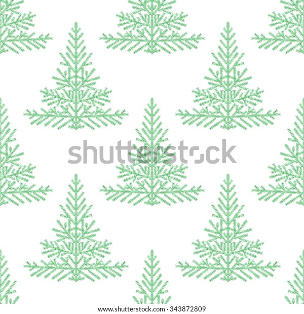 Linear Christmas Tree Seamless Pattern Pine Stock Illustration 343872809