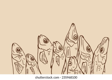 Linear Drawing Dried Fish Stock Illustration 235968100 | Shutterstock