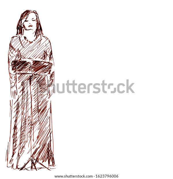 Linear Graphic Drawing Classical Singer Stock Illustration 1623796006 ...